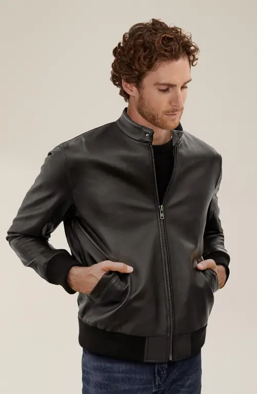ITALIC Chase Lambskin Leather Bomber Jacket