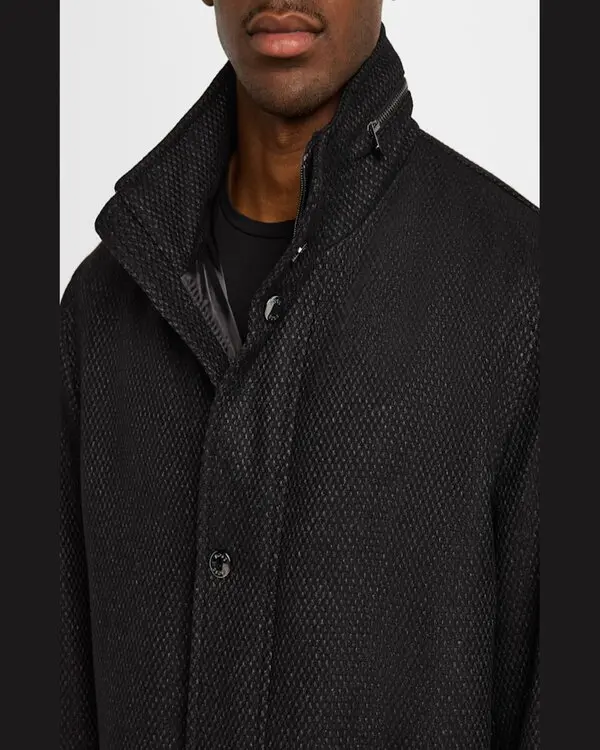 Hugo Boss Camron Herringbone Wool-Blend Coat In Black 50% Off