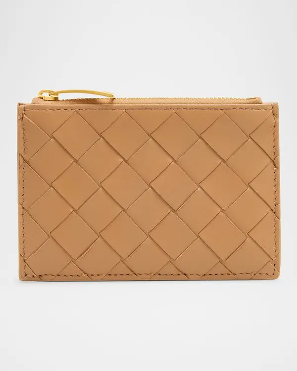 Bottega Veneta Zip Leather Card Case - Biscotto