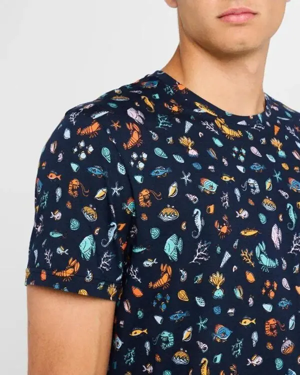 Derek Rose Apos;s Robin Sea Creatures Print Crewneck T-shirt