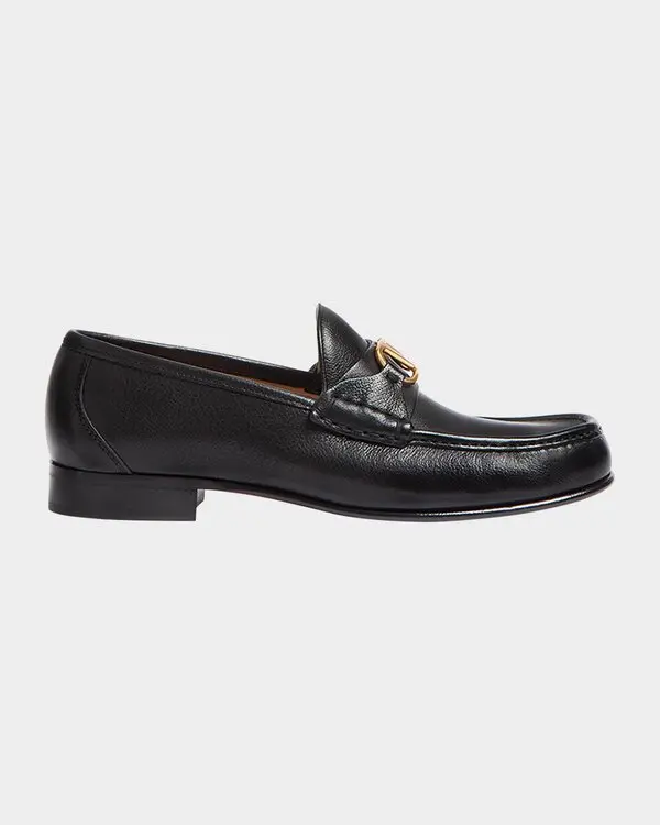 Valentino Garavani Vlogo Leather Penny Loafers - Black