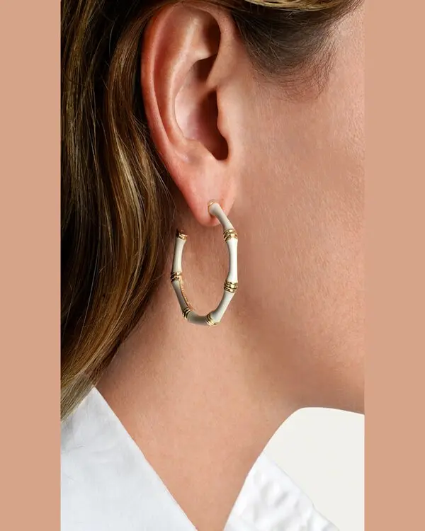 ANABEL ARAM JEWELRY Bamboo Hoop Earrings - Cream