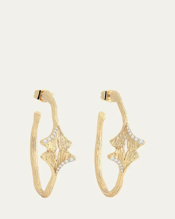 ANABEL ARAM JEWELRY Ginkgo Hoop Earrings - Gold