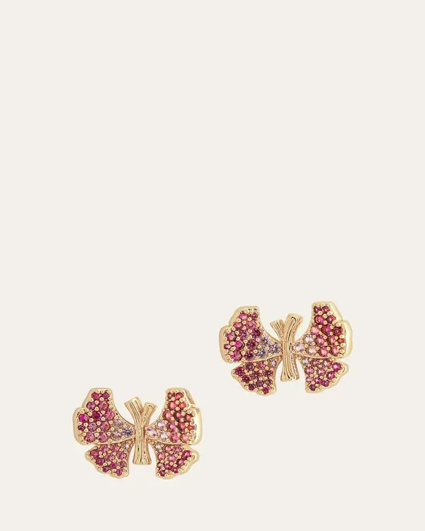 ANABEL ARAM JEWELRY Butterfly Pave Stud Earrings - Fuchsia