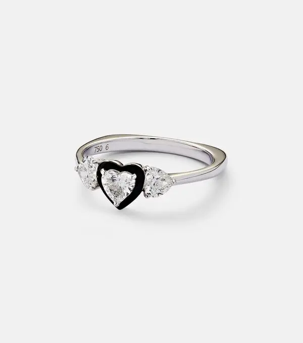 KAMYEN 18kt White Gold, Enamel And Diamond Ring - Silver