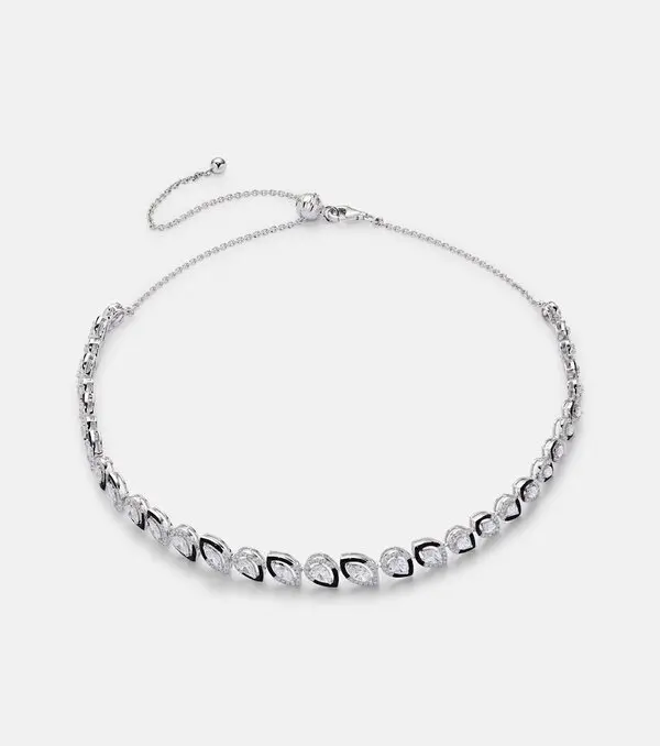 KAMYEN Choker With Diamonds And Enamel - Silver