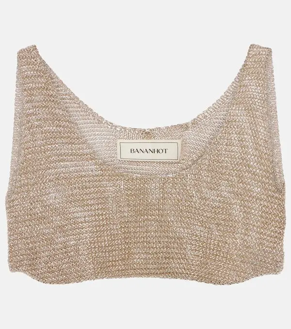BANANHOT Knitted Lamé Bra Top - Gold