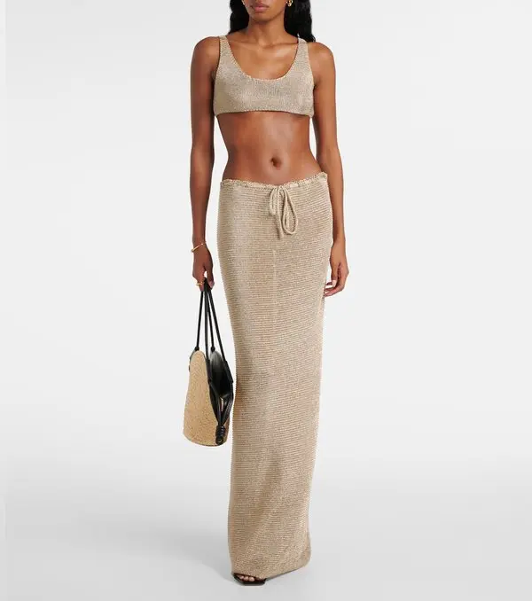 BANANHOT Knitted Lamé Bra Top