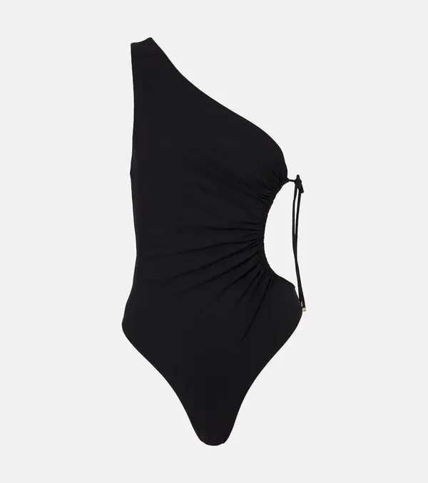 Saint Laurent Gathered One-shoulder Swimsuit - Black
