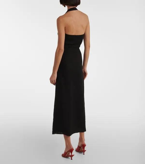 SIR. Dorian Ruched Linen-blend Midi Skirt - Black