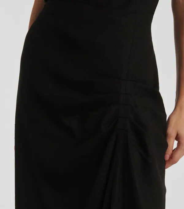 SIR. Dorian Ruched Linen-blend Midi Skirt - Black