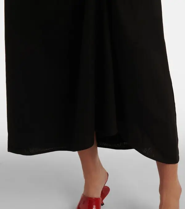 SIR. Dorian Ruched Linen-blend Midi Skirt - Black