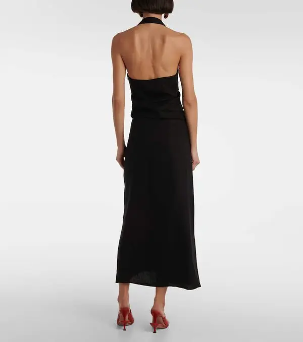 SIR. Dorian Linen-blend Top - Black