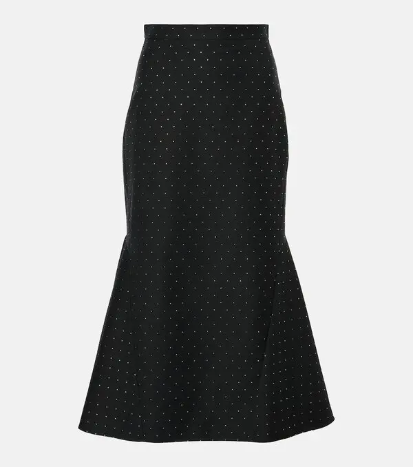 Erdem Polka-dot Cotton And Wool Lamé Midi Skirt - Black