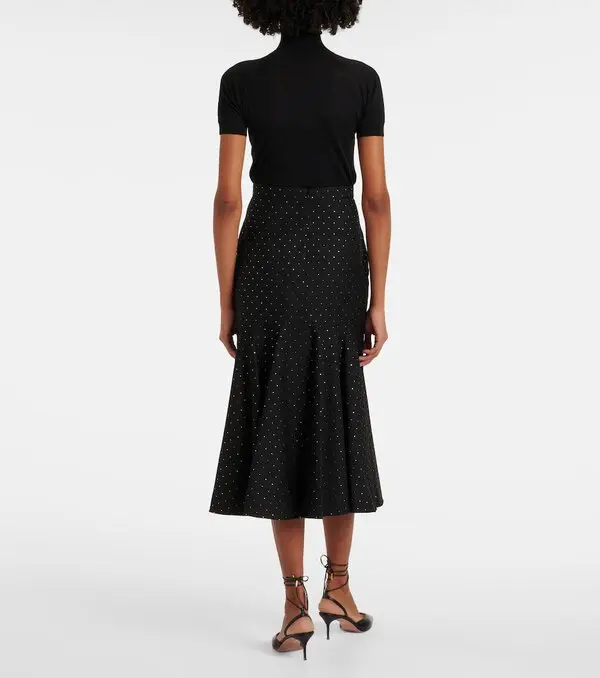 Erdem Polka-dot Cotton And Wool Lamé Midi Skirt