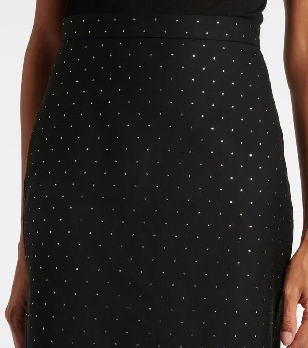 Erdem Polka-dot Cotton And Wool Lamé Midi Skirt