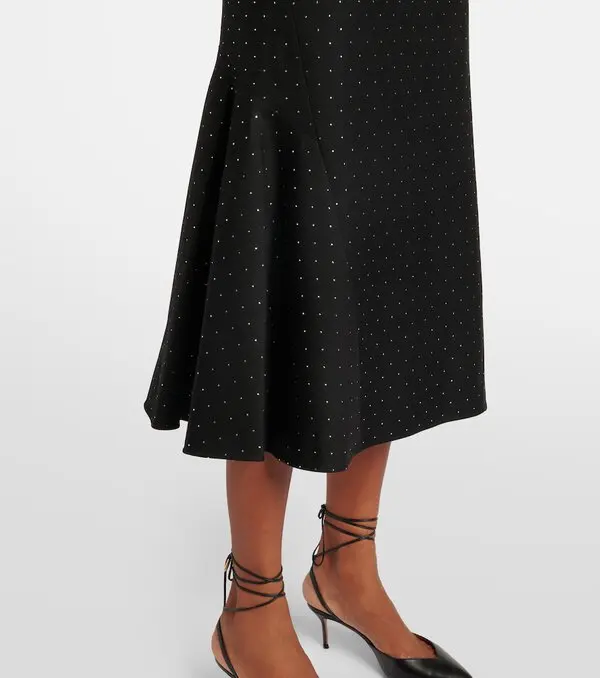 Erdem Polka-dot Cotton And Wool Lamé Midi Skirt