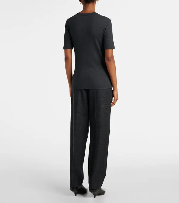 TOTEME Ribbed-knit Cotton-blend Top