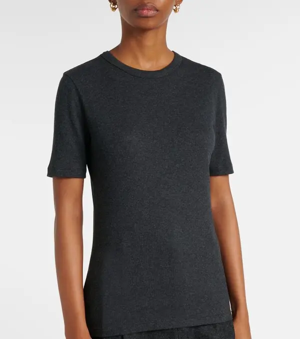 TOTEME Ribbed-knit Cotton-blend Top