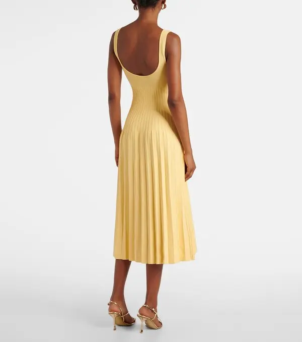 Staud Ellison Pleated Midi Dress - Yellow