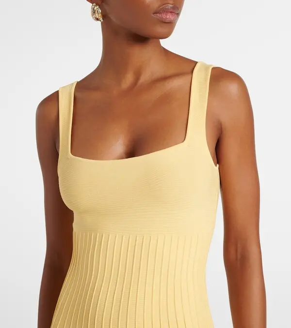 Staud Ellison Pleated Midi Dress - Yellow