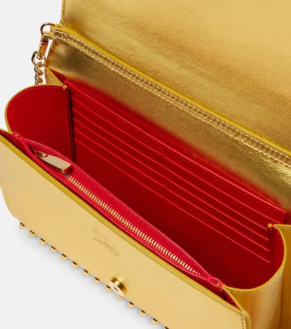 CHRISTIAN LOUBOUTIN Paloma Spiked Metallic Leather Clutch - Gold