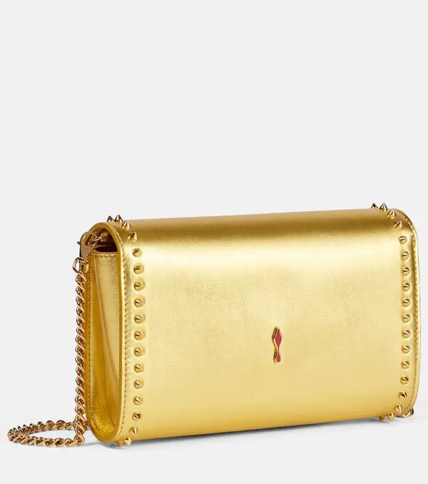 CHRISTIAN LOUBOUTIN Paloma Spiked Metallic Leather Clutch - Gold