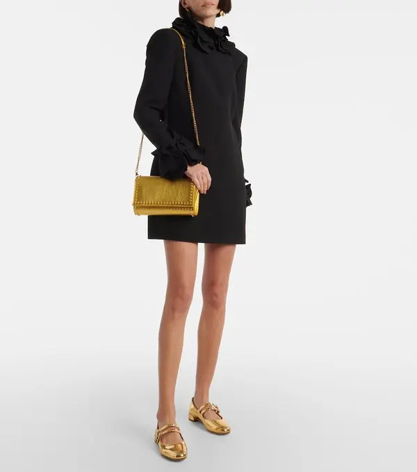 CHRISTIAN LOUBOUTIN Paloma Spiked Metallic Leather Clutch - Gold