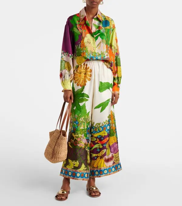 ALEMAIS Alémais Tiger Printed Silk Twill Pants - Multicoloured