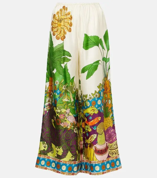 ALEMAIS Alémais Tiger Printed Silk Twill Pants - Multicoloured