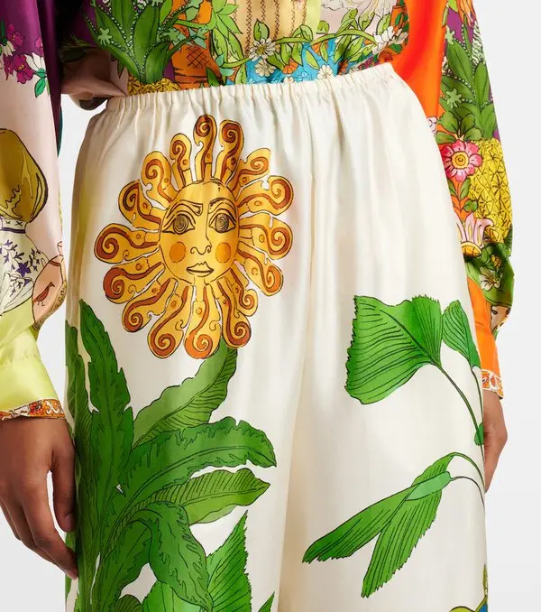 ALEMAIS Alémais Tiger Printed Silk Twill Pants - Multicoloured