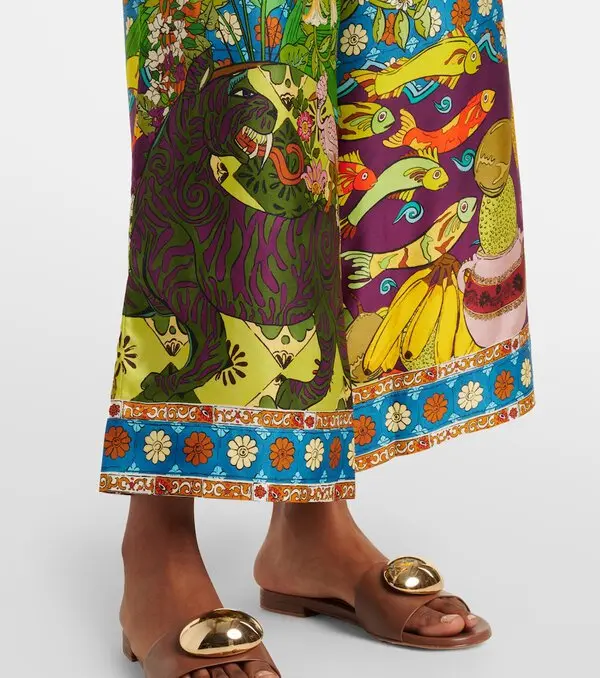 ALEMAIS Alémais Tiger Printed Silk Twill Pants - Multicoloured