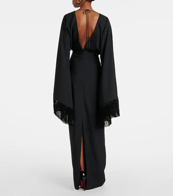 TALLER MARMO Magnifique Fringed Crêpe Gown