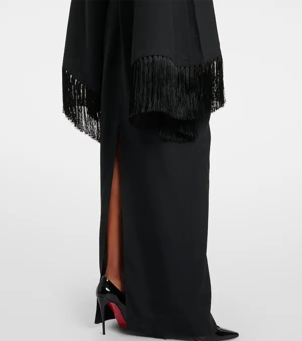 TALLER MARMO Magnifique Fringed Crêpe Gown