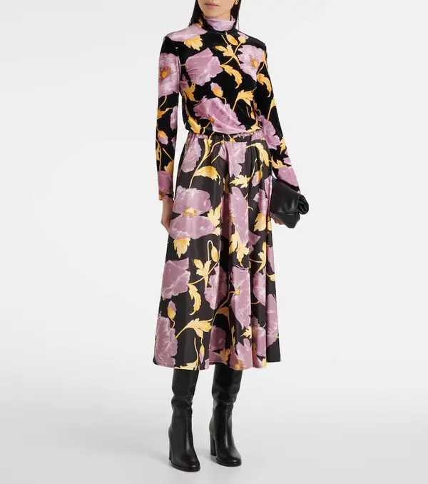 La DoubleJ Floral Midi Skirt