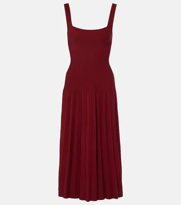 Staud Beaton Velvet Maxi Dress - Red