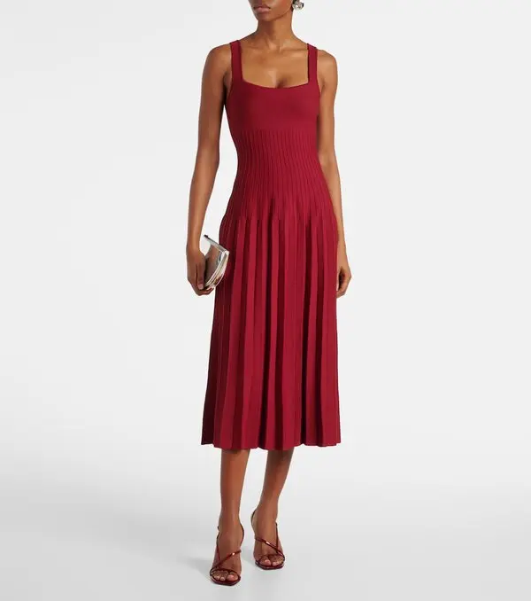 Staud Beaton Velvet Maxi Dress - Red