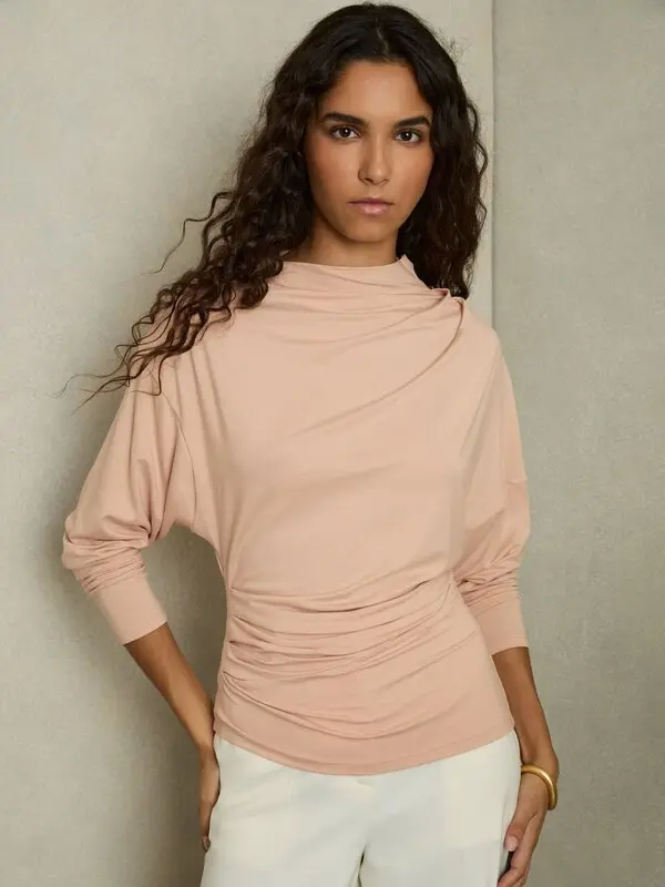 REISS Daisy Draped Jersey Top