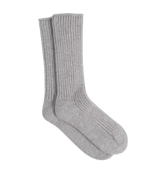 REISS Carmen Rib-knit Cashmere Blend Socks - Grey
