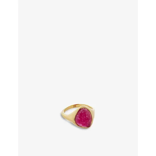Monica Vinader Rio Pink Quartz Signet Ring - Gold