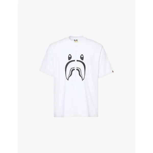 A BATHING APE Crewneck Graphic-print Relaxed-fit Cotton-jersey T-shirt - White