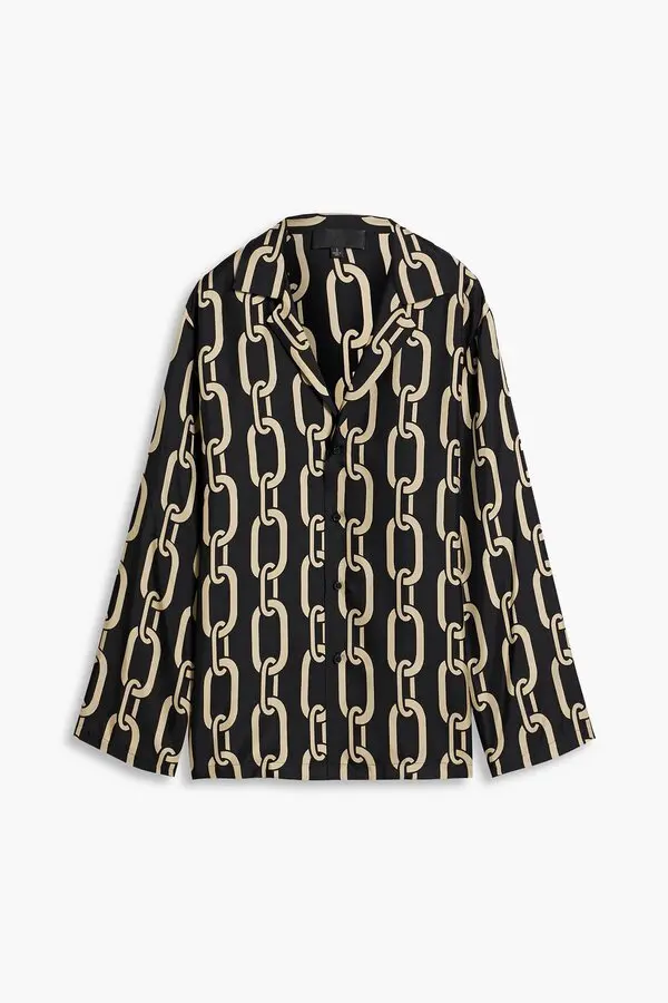 NILI LOTAN Juste Printed Silk-twill Shirt - Black