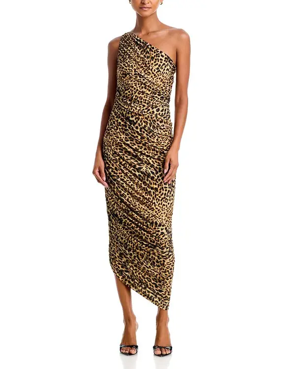 Norma Kamali Diana Asymmetrical Gown - Cheetah Patch