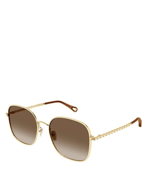 Chloé Square Sunglasses, 57mm - Gold/brown Gradient