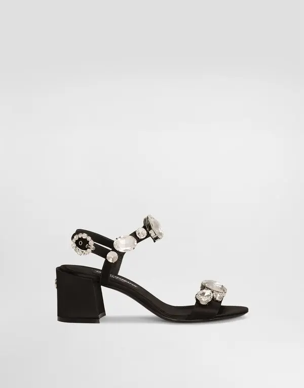 Dolce & Gabbana Keira Satin Sandals With Gemstone Embellishment - Black