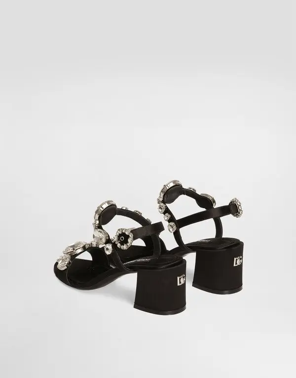 Dolce & Gabbana Keira Satin Sandals With Gemstone Embellishment - Black