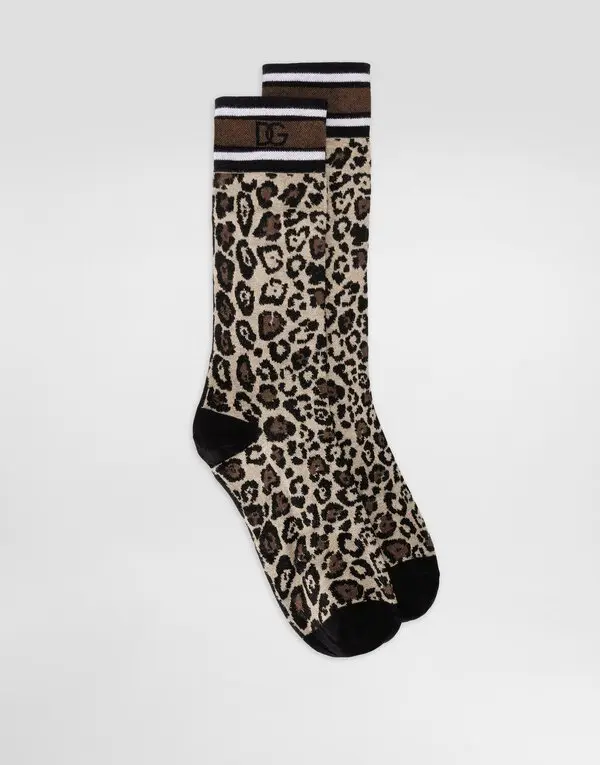 Dolce & Gabbana Leopard-print Jacquard Crew Socks - Multicolor