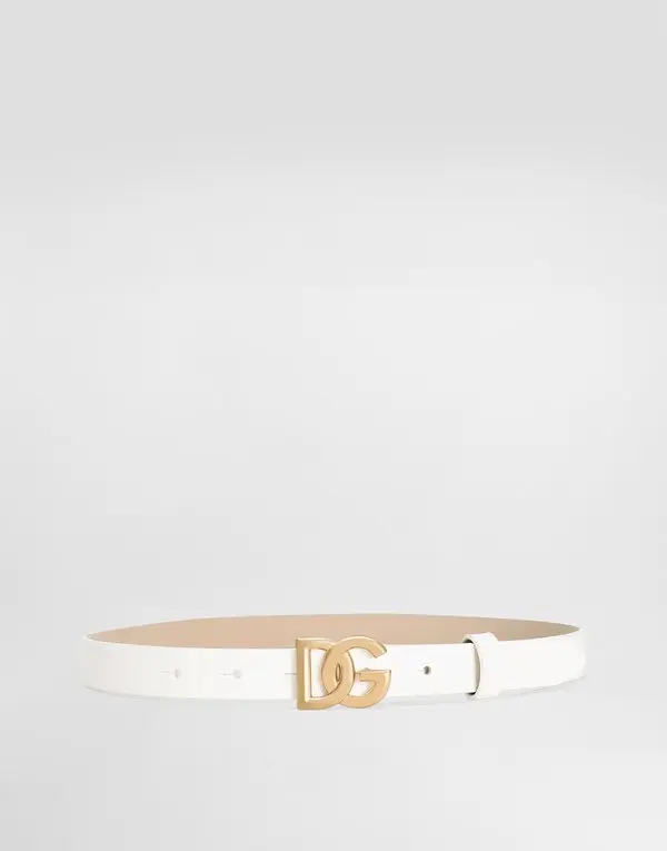 Dolce & Gabbana Patent Leather Belt With Dg Logo - White