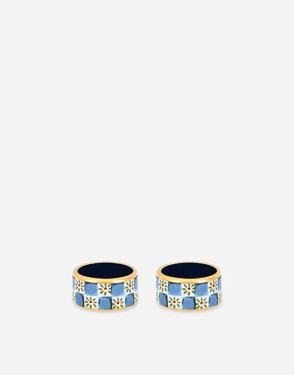 Dolce & Gabbana Set Of 2 Porcelain Napkin Rings - Multicolor