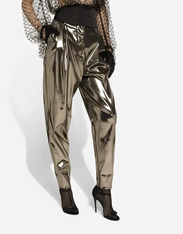 Dolce & Gabbana Foiled Stretch Satin Trousers